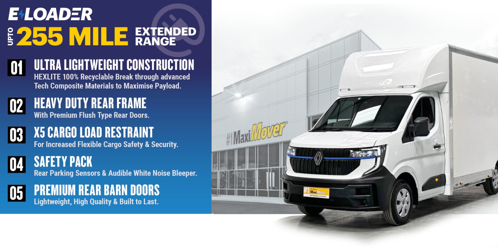 Maxi Mover AeroMAX 100% Electric High Range Low Loader Luton Van